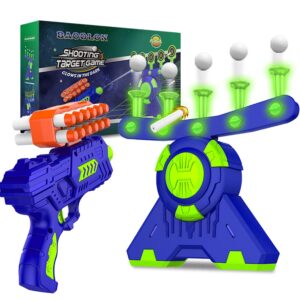 baodlon shooting games toy for age 5, 6, 7, 8, 9, 10+ years old kids, boys - glow in the dark floating ball target with foam dart toy gun, 10 balls/5 targets - ideal gift