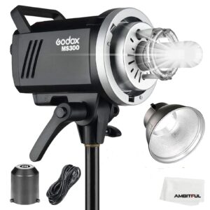 godox ms300 300w 2.4g built-in wireless receiver lightweight, compact and durable studio flash bowens mount and 150w modelling lamp with standard reflective