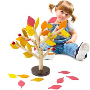 carykon early childhood education building blocks wooden assembling tree combination boys and girls diy disassembly combination puzzles educational toys home office decoration(yellow)-3 yrs+