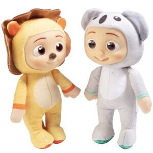 cocomelon 8-inch jj lion & koala plush 2-pack - officially licensed soft & squishy stuffed animal doll toys - gift for kids, boys, girls, toddlers, preschoolers - ages 1-3 - set of 2