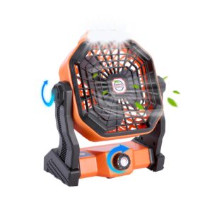 outdoor camping fan with led lantern and hook, small personal usb desk fan portable rechargeable battery operated fan,fan for tent camping,cordless travel fan office,home,table,bedroom traveling