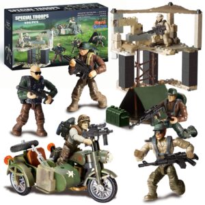 special forces mini action figure toy ages 8-12+ includes 3 military building sets 6 soldier figures designed as an educational gift for military enthusiasts. kids & parents quality family time 356pcs