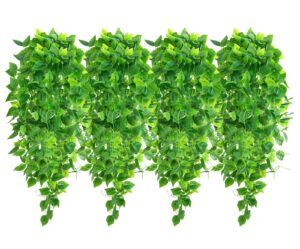 hanging plants 6 pcs faux ferns fake ivy hanging vines fake plants artificial hanging plants wall plants for home garden room party weddings indoor outdoor decorations (green)