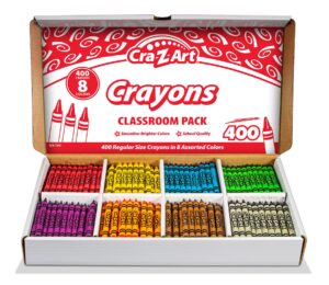 cra-z-art crayon bulk class pack 400ct 8 assorted colors, back to school supply list essential, bulk pack for school supply rooms and in class for teachers