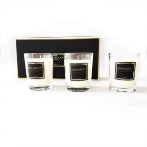 scented candles gift set white tea + jazz coffee + monet's garden, 3 pcs small jar aromatherapy fragranced candles, assorted, 33 hours burning