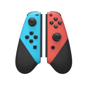 joycon controller replacement for switch joycon,alternatives for left and right joy con controller,l/r switch controller support wake-up function with grip stand (blue and red)