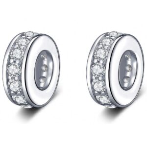 soukiss 925 sterling silver spacer charm bead with clear cz for charms bracelets (2pcs clear)