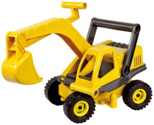 ksmtoys lena eco active toy excavator truck is a eco friendly bpa and phthalates free biodegradable green toy manufactured from food grade resin and wood, yellow, 11x8x6