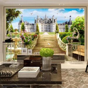 custom wallpaper 3d photo mural european-style garden castle landscape wall sticker 3d wallpaper wall mural,200(w)140(h)cm