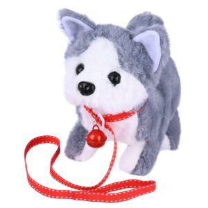 worwoder plush husky dog toy puppy electronic interactive pet dog - walking, barking, tail wagging, stretching companion animal for kids (husky dog)