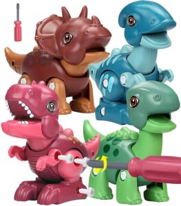 smarkids take apart dinosaur toys (4-pack) | includes safe screwdriver & screws | stem toys, toddler learning toys, building toys, tools for kids | educational toys for 3+ year old boys & girls