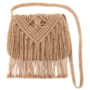 meyaus women small fringed cotton crochet cross-body bag bohemian shoulder bag purse