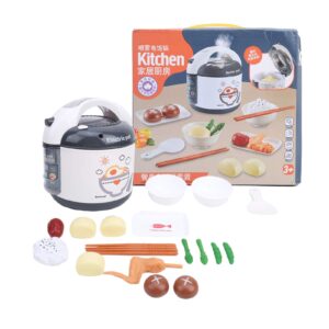 kids rice cooker toy, kitchen playset pretend play chef appliances preschool childhood educational toy kitchen fun cuttable food toys(grey)