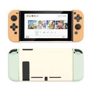 geekshare protective case slim cover case for switch - shock-absorption and anti-scratch (brown & green)