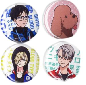 yuri on ice - anime 1" inch button set - 4 piece - yuri yurio viktor