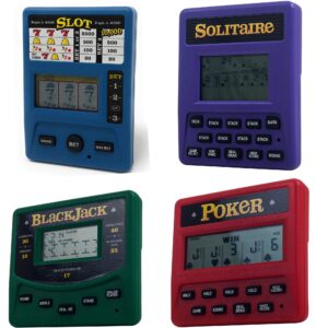 electronic gambling game pack bundle set of 4 - slot machine - poker - blackjack - solitaire handheld games