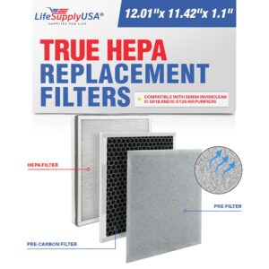 lifesupplyusa filter replacement set fits invisiclean ic-5018 and sensa ic-5120 (3 in 1)