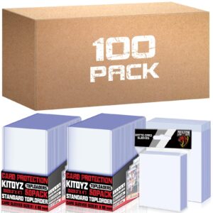 100 ct toploaders trading card sleeves holder, hard plastic top loaders penny card sleeves card protectors fit for baseball cards, mtg card (include 100 thick sleeves & 200 soft sleeves)