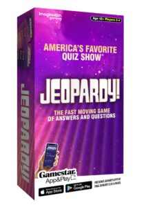 jeopardy! the fast-moving game of questions and answers, play at home with friends, family, remote home entertainment, get excited and fired up