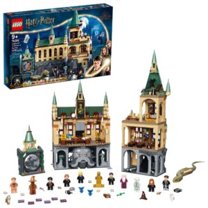 lego harry potter hogwarts chamber of secrets 76389 castle toy with the great hall, 20th anniversary model set with collectible golden voldemort minifigure and glow-in-the-dark nearly headless nick