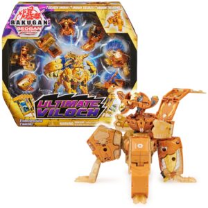 bakugan ultimate viloch, 7-in-1 exclusive bakugan, includes bakucores and trading cards, geogan rising collectible action figure kids toys for boys