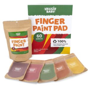 veggie baby finger paints for toddlers, vegan art pad 60 sheets, made in usa