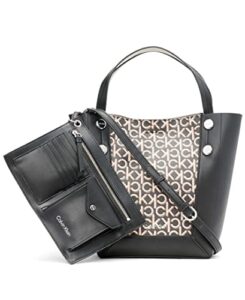 calvin klein quinn north/south mini tote crossbody, black multi