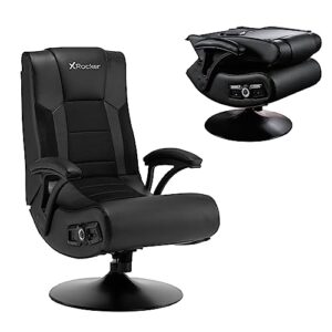 x rocker sphynx pedestal gaming chair, with headrest mounted speakers, 2.1 wireless, backrest subwoofer, padded armrest, 5111501, 30.9" x 20.5" x 40", black