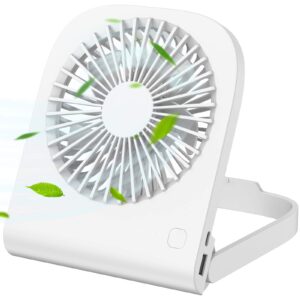 personal usb desk fan, ihoven mini portable 14h cooling office rechargeable small table fan, 4800mah quiet battery operated desktop fan adjustable for home office car outdoor travel white (white)