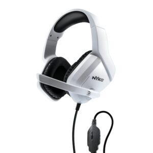 nyko np5-4500 wired headset for playstation 5 - lightweight headphones w/adjustable microphone - compatible w/ ps4, ps5, nintendo switch, xbox one and xbox x|s - playstation 5 accessories (white)