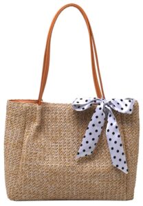 obosoyo straw bags for women beach bags bowknot shoulder bags straw purse summer woven bags