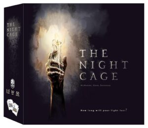 the night cage by smirk and dagger, a spooky cooperative strategy game, 1-5 players lost in a dark maze with only a candle, fun horror themed tile laying and perfect for game night, adults, teens 14+