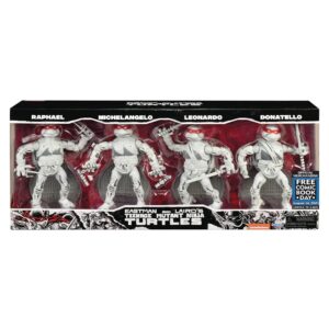 fcbd 2021 tmnt ninja elite series px black & white 4-pack action figure set