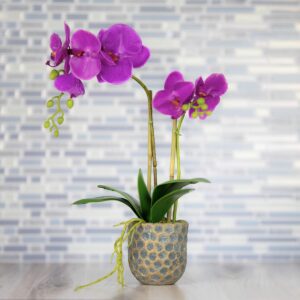 qui-lo perennial gardens 18"-22" h artificial orchid flowers, fake orchid, artificial orchids, faux orchid, silk orchids, fake flowers, orchids artificial flowers (rose)