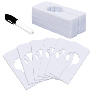 30 pcs rectangular white plastic closet dividers with a bonus marker, writable and reusable for sorting clothing size, color, size 2” x 5.4’’(inner diameter 1.4”)