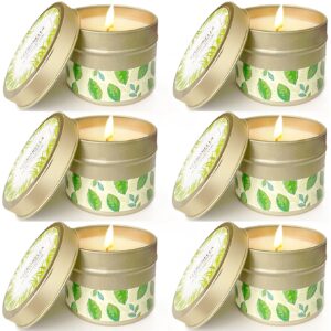 【6 pack】 citronella scented candles for home decoration outdoor indoor, natural soy wax candles gift set, travel tin candles set, lemongrass aromatherapy candles for home garden patio balcony