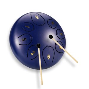 steel tongue drum 6 inch 8 note percussion instrument lotus hand pan drum with drum mallets carry bag， musical education, gifts, mental rehabilitation and yoga meditation (blue)