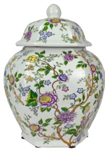 charlton home floral ceramic jar (white /floral, porcelain)