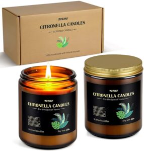 citronella candles outdoor indoor, large scented jar candles gift set up to 120 hours burning, soy wax candles, candles gifts for women, garden, patio, 2x8 oz