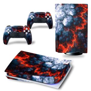 full body vinyl skin for ps5 disk version, ps5 console and controllers skin sticker decal cover - magma