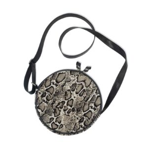 otvee snake skin animal pattern crossbody bag small canvas shoulder round bag for women