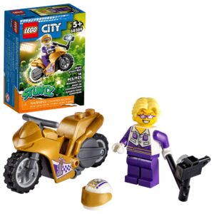 lego city selfie stunt bike 60309 building kit; fun selfie stick stunt bike toy for kids (14 pieces)