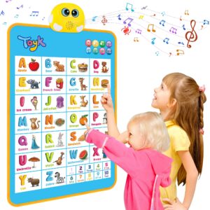 electronic alphabet wall chart, talking abc, 123s, music poster, interactive educational toddler toy, gifts for age 1 2 3 4 5 year old boys girls, kids fun learning at daycare, preschool, kindergarten