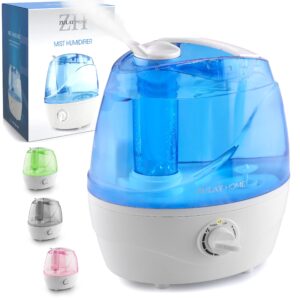 zulay cool mist humidifiers (2.2l water tank) - quiet ultrasonic humidifiers for bedroom with auto-shutoff feature - air humidifier for plants, babies nursery and kids room (blue)