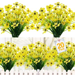 turnmeon 20 bundles orchid (360 heads) artificial flowers for outdoors uv resistant outdoor flowers fake flowers outside faux flowers plastic fake plant for planters home garden summer decor (yellow)