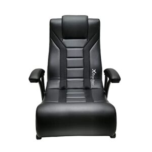 x rocker jynx floor gaming chair, headrest mounted speakers, 2.1 bluetooth audio system, wireless, recliner with padded armrest, 5111601, 37.01" x 22.83" x 34.65", black