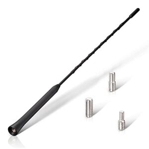 eightwood universal vehicle antenna replacement 16 inch, am fm roof mount car radio antenna mast, flexible rubber antennae with m4 m5 m6 threaded adapter