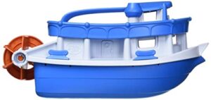 green toys paddle boat, blue/grey 4c - pretend play, motor skills, kids floating bath toy boat vehicle. no bpa, phthalates, pvc. dishwasher safe, recycled plastic, made in usa.