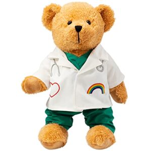 hollyhome doctor bear stuffed animal plush teddy bear in scrubs and white coat gifts for doctors students and kids 10 inch