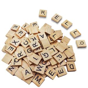 loengmax 100pcs wood letter tiles-wooden scrabble tiles-scrabble letters for crafts-letter tiles-diy wood gift decoration